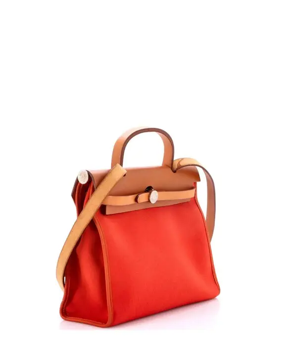 Hermès Herbag Zip Convertible Leather & Canvas Shoulder Bag