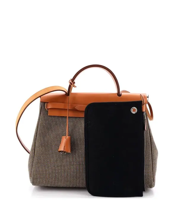 Hermès Herbag Zip Canvas & Leather Shoulder Bag