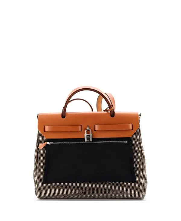 Hermès Herbag Zip Canvas & Leather Shoulder Bag