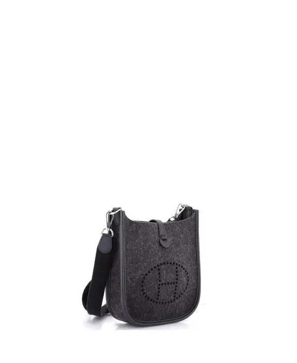 Hermès Tpm Evelyne Gen Iii Felt & Leather Trim Crossbody - Gray