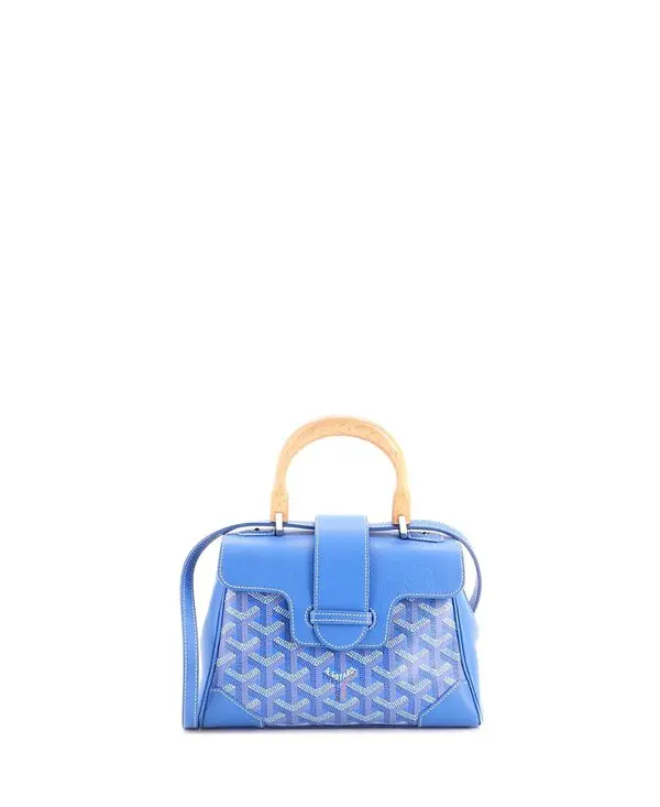 Goyard Saigon Top Handle Bag Coated Canvas With Leather - Blue
