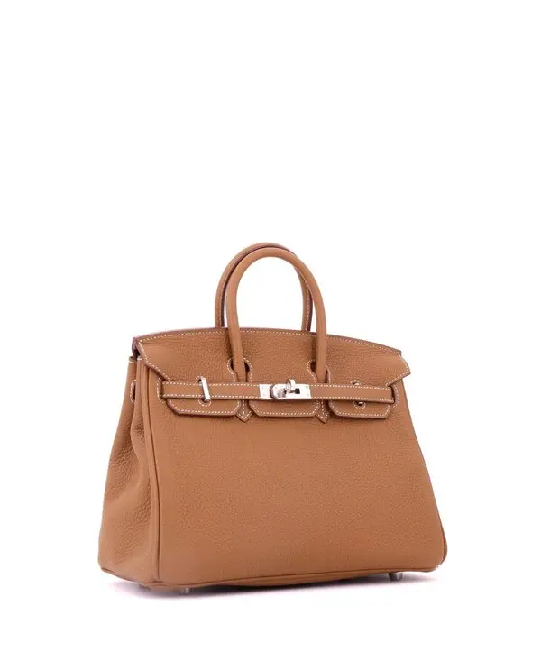 Hermès Birkin 25 Togo Leather Palladium Tone Satchel - Gold