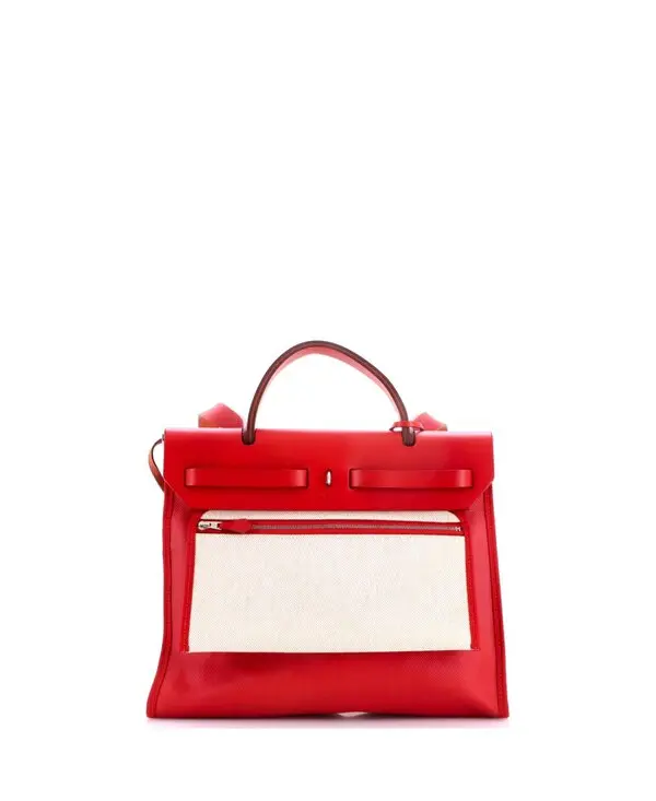 Hermès Herbag Zip Canvas And Leather Shoulder Bag