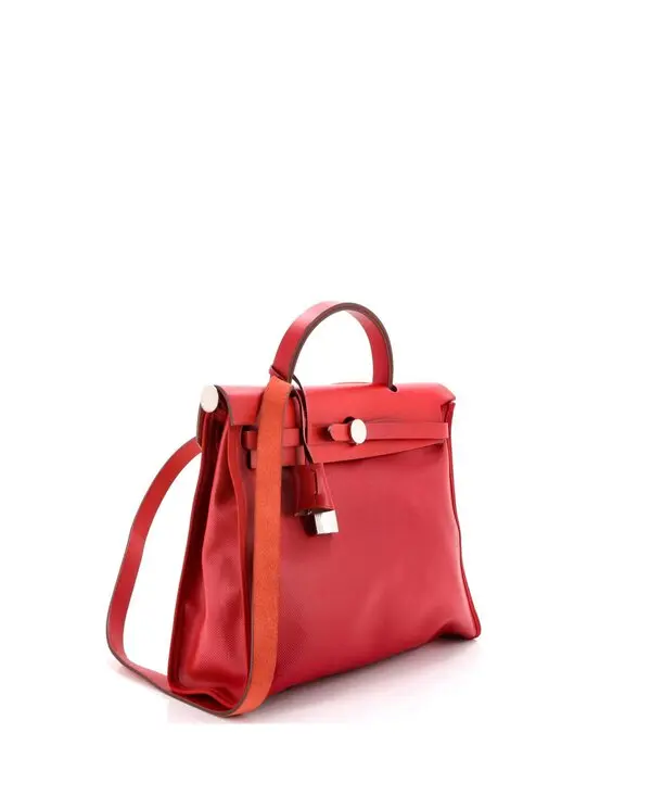 Hermès Herbag Zip Canvas & Leather Tote - Red