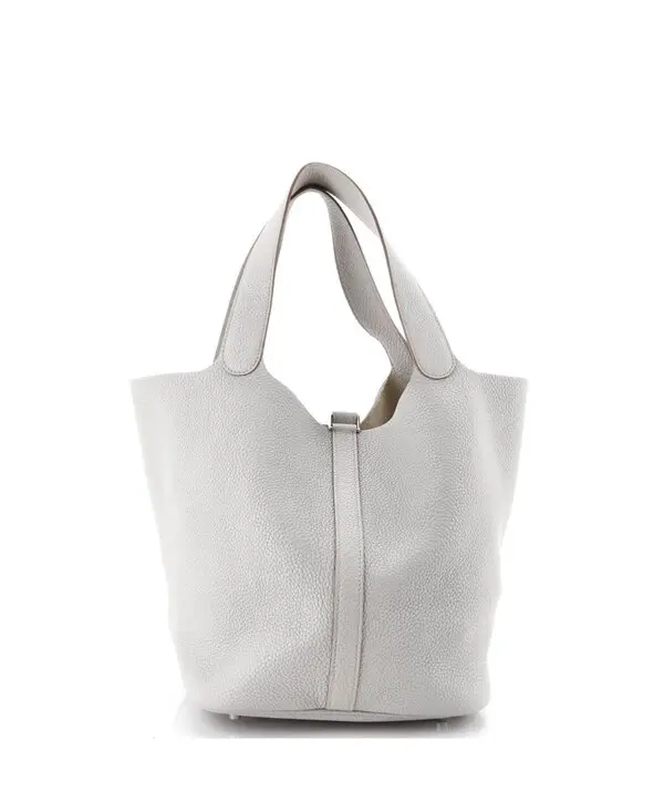 Hermès Picotin Lock Clemence Leather Bucket Bag - Gray
