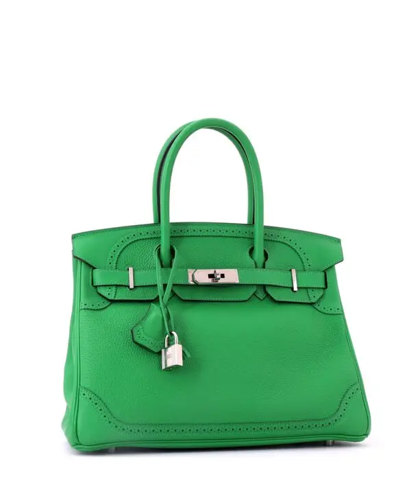 Hermès Birkin 30 Handbag Green Togo And Swift With Palladium Hardware - Bamboo