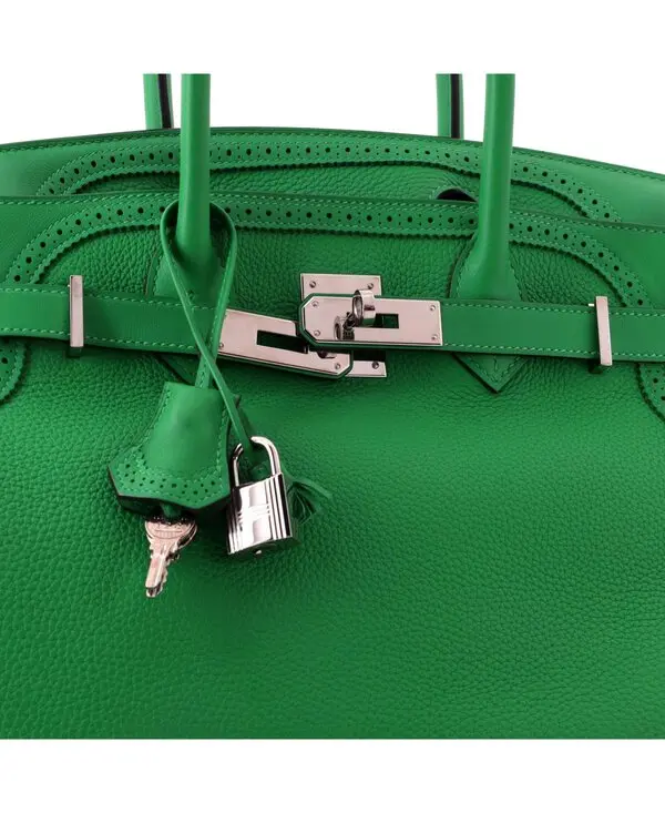 Hermès Birkin 30 Handbag Green Togo And Swift With Palladium Hardware - Bamboo