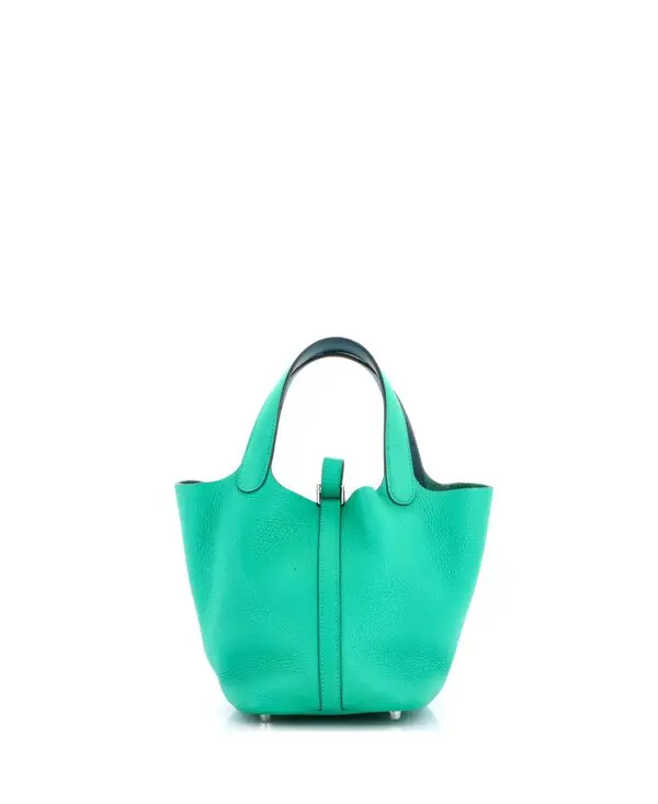 Hermès Pm Eclat Picotin Lock Bag Clemence - Green
