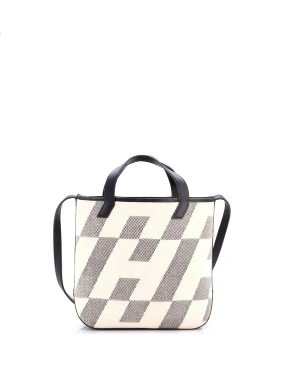 Hermès 27 Cabas H En Biais Tote Canvas With Leather - Black