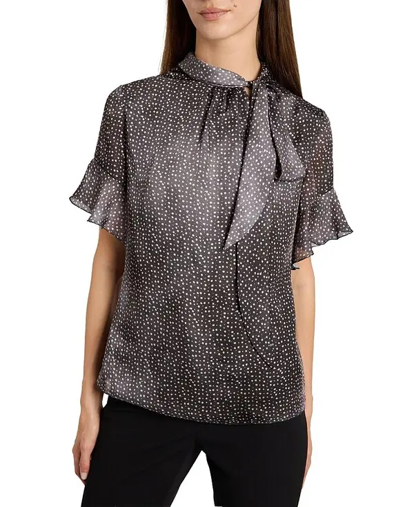 Santorelli Athena Blouse With Short Flutter-sleeves