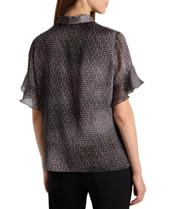 Santorelli Athena Blouse With Short Flutter-sleeves