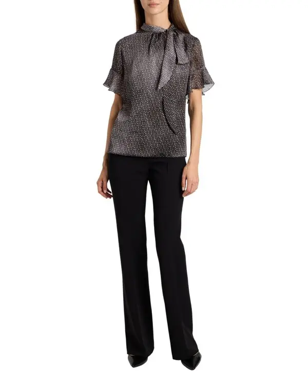 Santorelli Athena Blouse With Short Flutter-sleeves