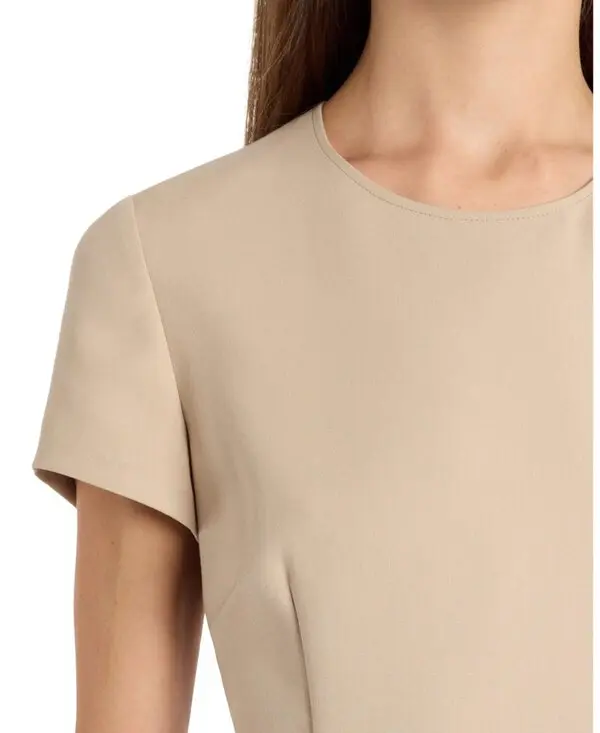 Santorelli Moira Soft Stretch Crepe Cap Sleeve Flounce Dress