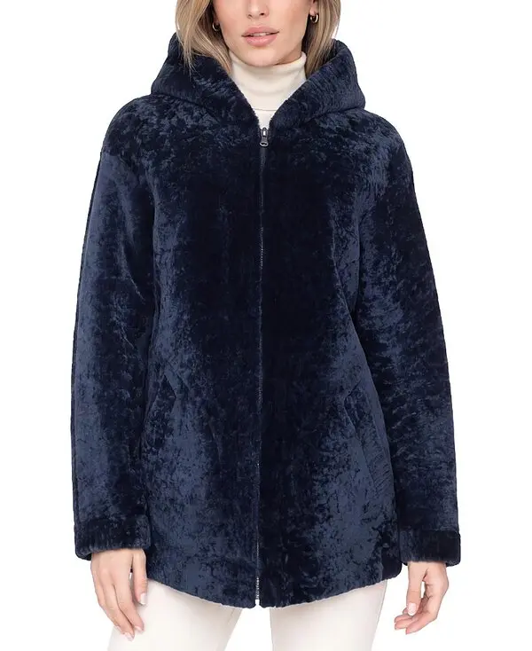 Gorski Textured Reversible Shearling Lamb Zip Parka
