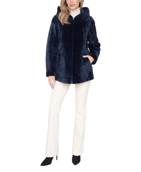 Gorski Textured Reversible Shearling Lamb Zip Parka