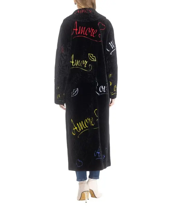 Gorski Select Shearling Lamb Embroidered Love Coat