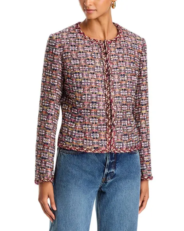 Aqua Shine Tweed Collarless Jacket Exclusive