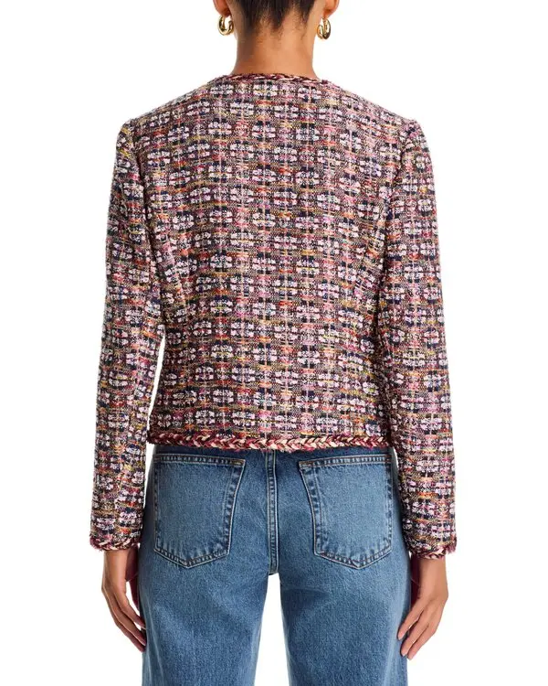 Aqua Shine Tweed Collarless Jacket Exclusive