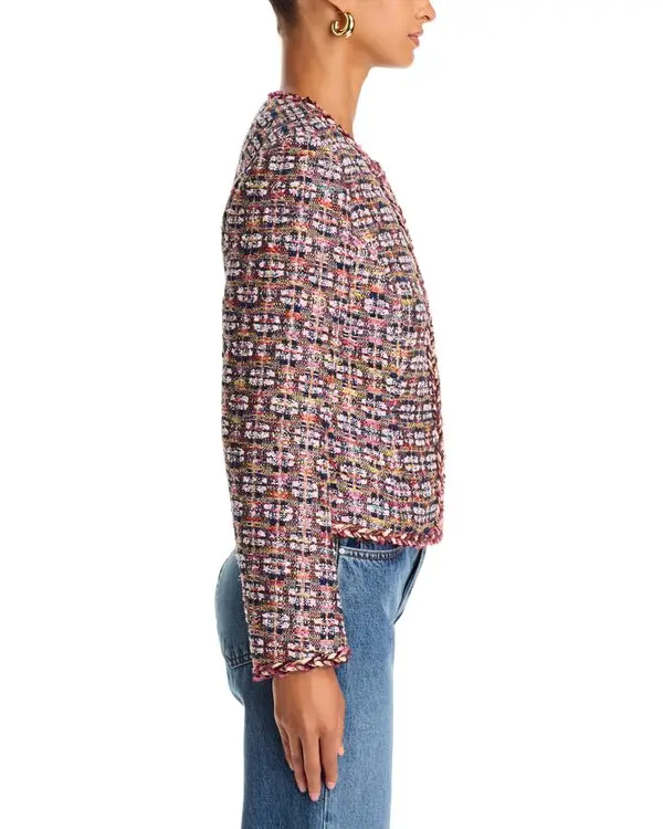 Aqua Shine Tweed Collarless Jacket Exclusive