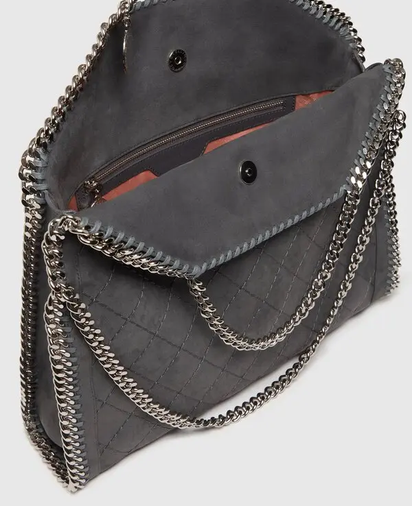 Stella McCartney Falabella Quilted Fold-over Tote Bag - Slate