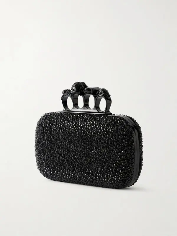 Alexander McQueen Knuckle Crystal-embellished Suede Clutch