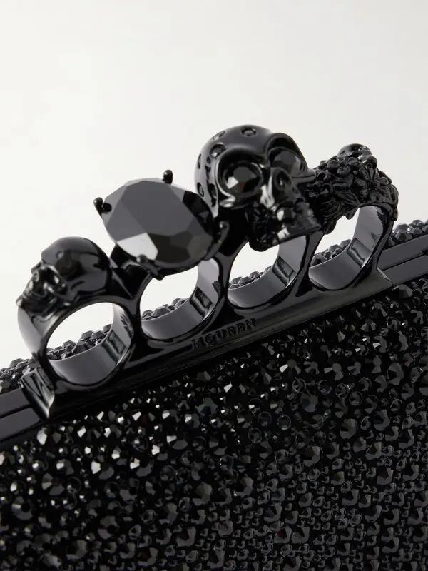 Alexander McQueen Knuckle Crystal-embellished Suede Clutch