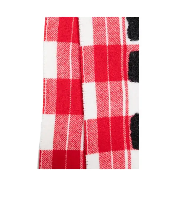 J.W.ANDERSON Jw Anderson Logo Detailed Checkered Scarf - Red