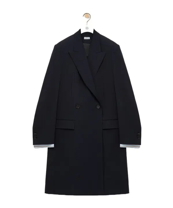 Loewe Coat In Wool - Dark Navy