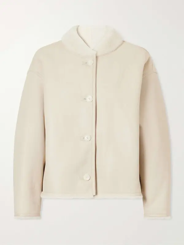 YVES SALOMON Reversible Shearling Jacket - Cream