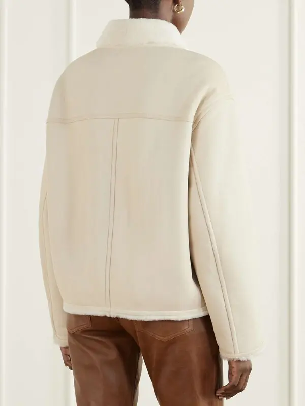 YVES SALOMON Reversible Shearling Jacket - Cream