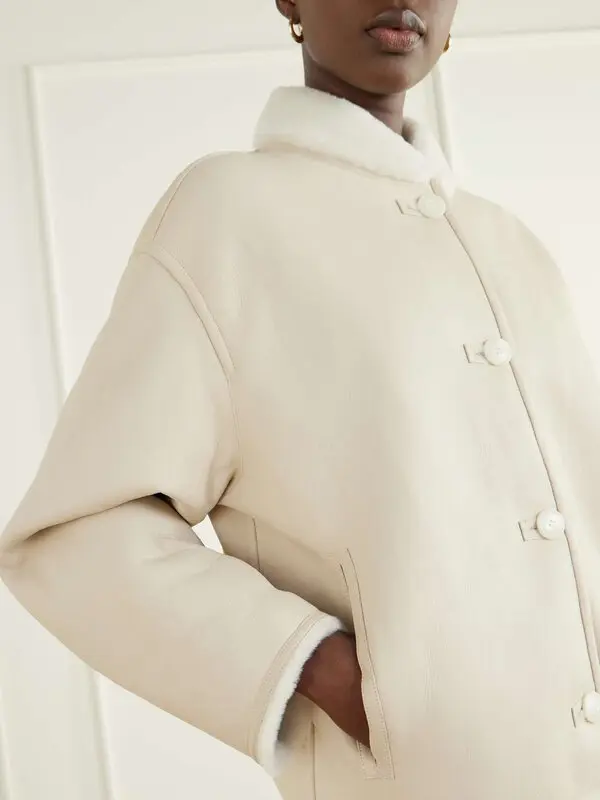 YVES SALOMON Reversible Shearling Jacket - Cream