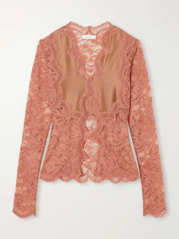 Rabanne Lace-trimmed Stretch-satin Blouse