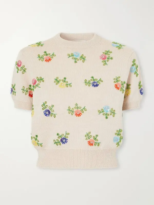Rabanne Floral-embellished Merino Wool Sweater