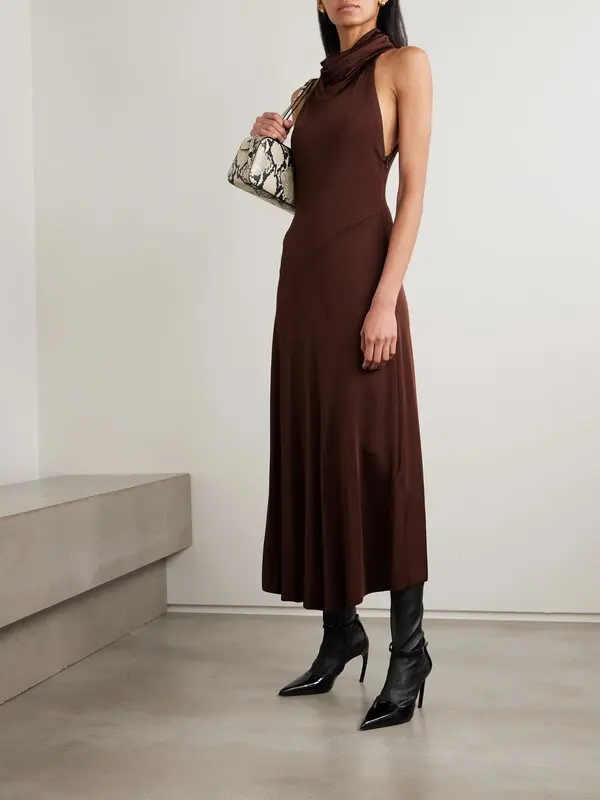 Victoria Beckham Hooded Stretch-jersey Midi Dress