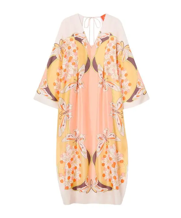 La DoubleJ Flame Butterfly-print V-neck Maxi Dress - Multicolor
