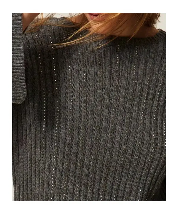 TWINSET Strass Ribbed Knitted Sweater
