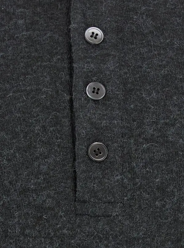 COOR Hairy Layered Henley Polo Shirt