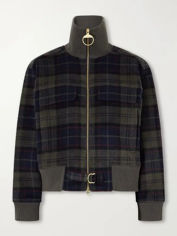 Barbour Ivybridge Checked Rib-trimmed Wool-blend Flannel Jacket