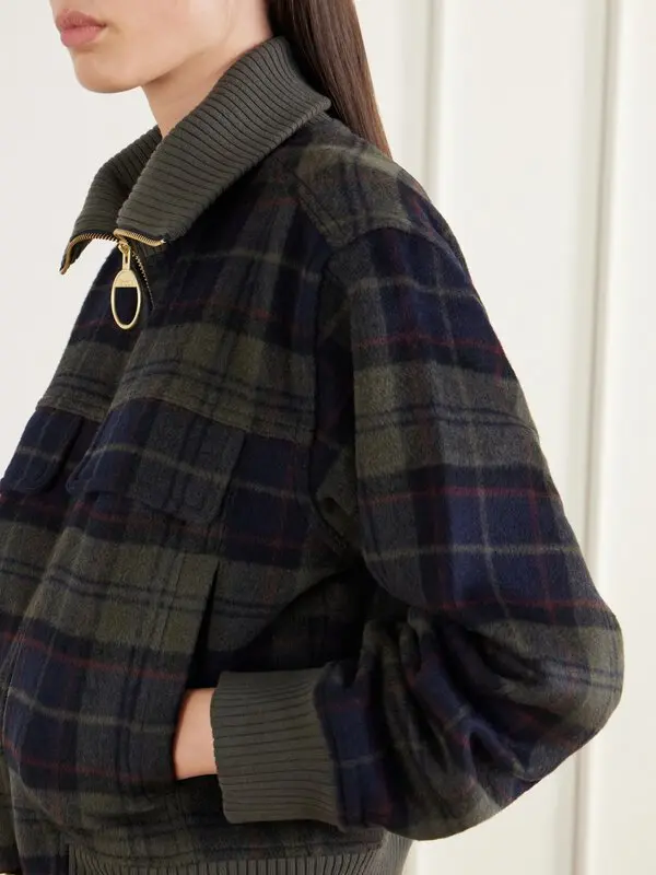 Barbour Ivybridge Checked Rib-trimmed Wool-blend Flannel Jacket