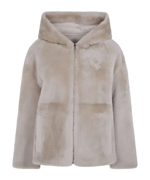 YVES SALOMON Hooded Shearling Jacket