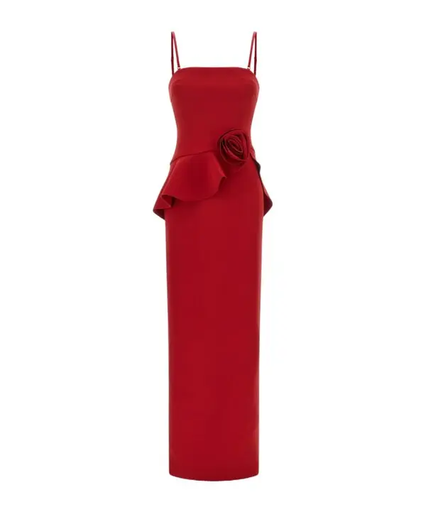 ROTATE BY BIRGER CHRISTENSEN Peplum Flower-detail Maxi Dress