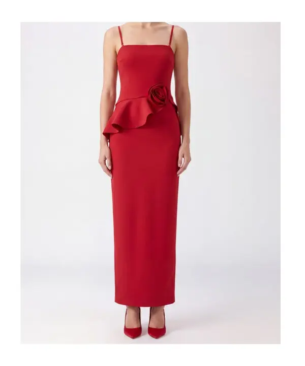 ROTATE BY BIRGER CHRISTENSEN Peplum Flower-detail Maxi Dress