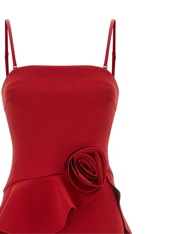 ROTATE BY BIRGER CHRISTENSEN Peplum Flower-detail Maxi Dress