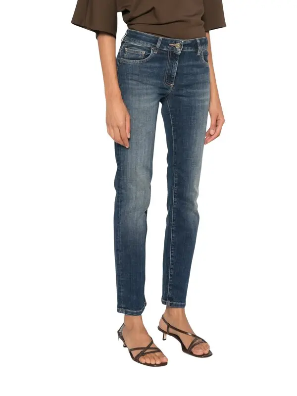 Elisabetta Franchi Faded-effect Embroidered Logo Jeans