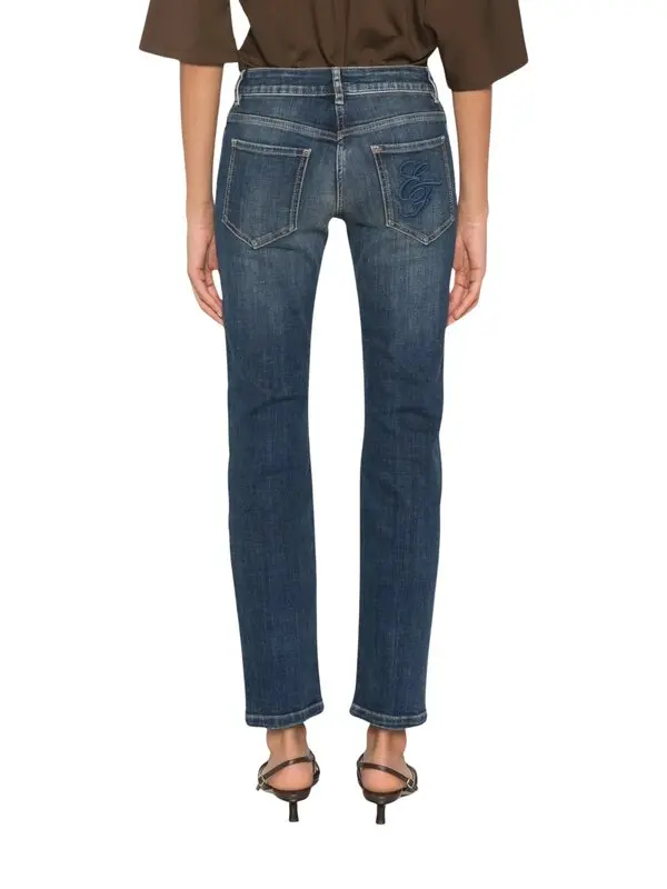 Elisabetta Franchi Faded-effect Embroidered Logo Jeans