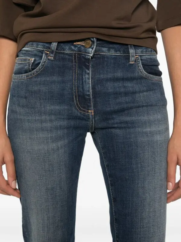 Elisabetta Franchi Faded-effect Embroidered Logo Jeans