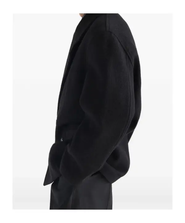 LEMAIRE Short Double-breasted Coat In Felted Wool And Alpaca Blend
