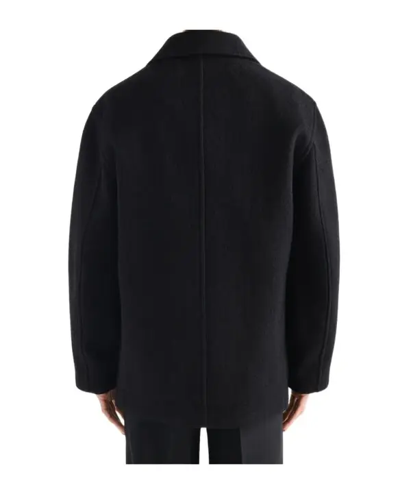 LEMAIRE Short Double-breasted Coat In Felted Wool And Alpaca Blend