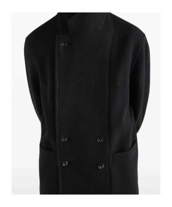 LEMAIRE Short Double-breasted Coat In Felted Wool And Alpaca Blend