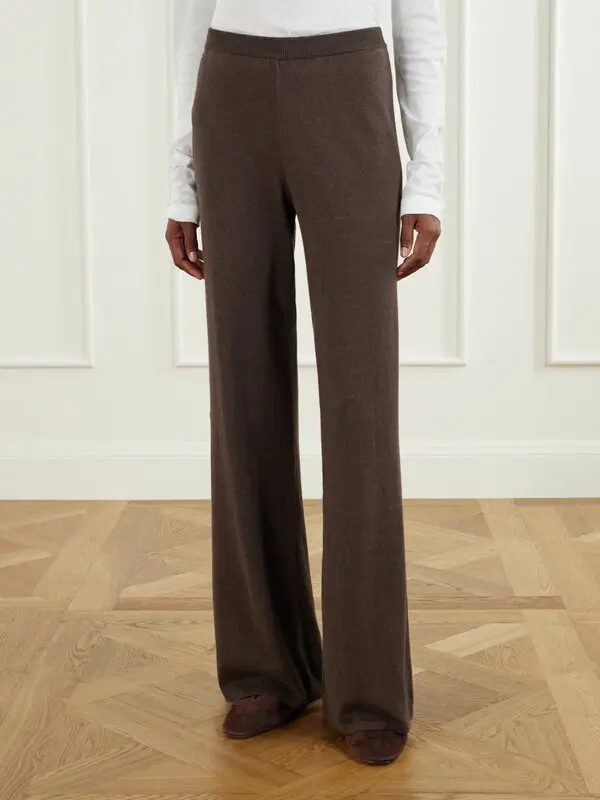 Eterne Cotton And Cashmere-blend Wide-leg Pants